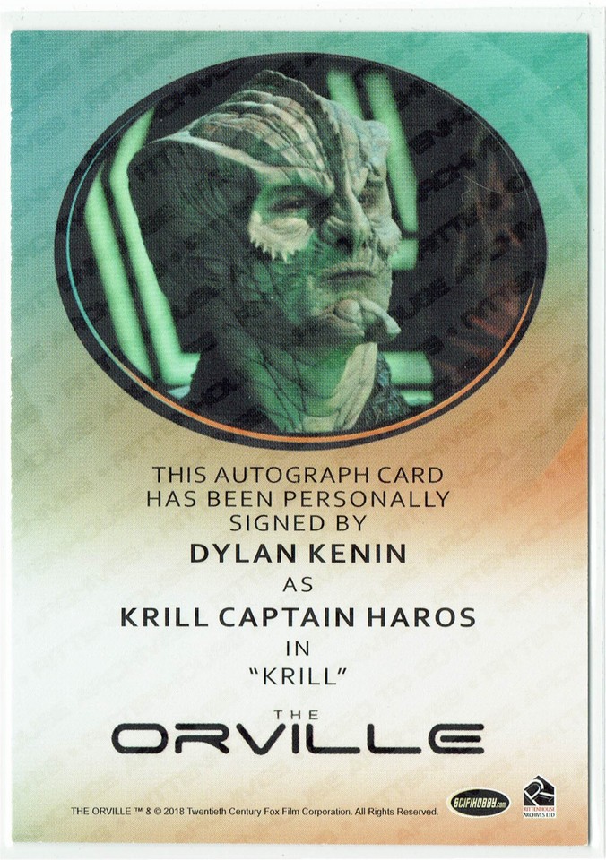 Orville Season One 1 2019 Auto Autograph Card Dylan Kenin as Krill ...