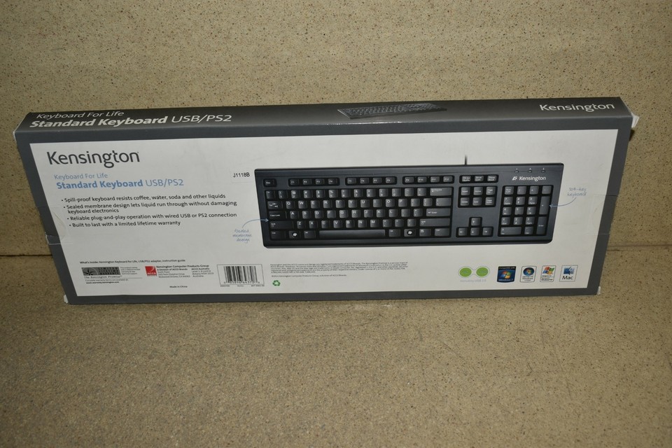 ^^ KENSINGTON KEYBOARD FOR LIFE STANDARD KEYBOARD USB/PS2 - NEW (LA45 ...