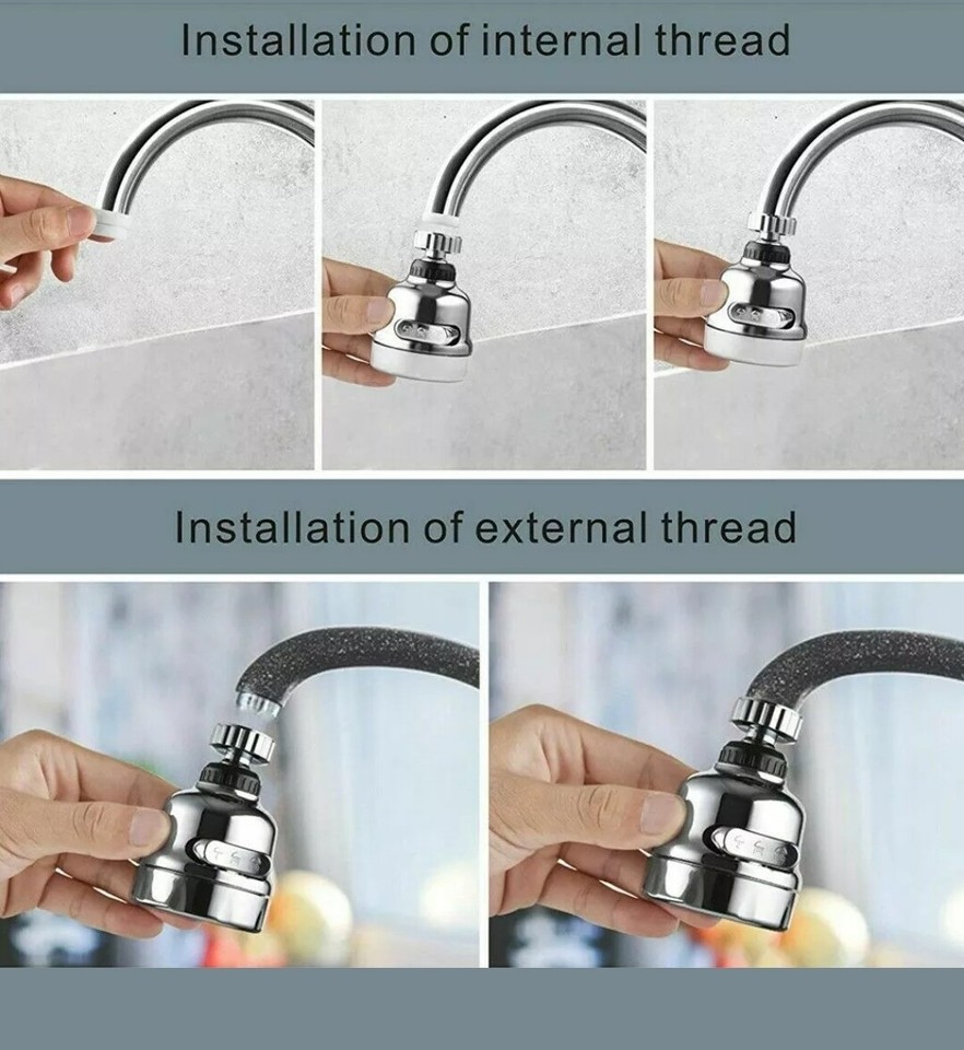360 Degree Rotating Faucet Movable Kitchen Tap Head Water Saving Nozzle ...
