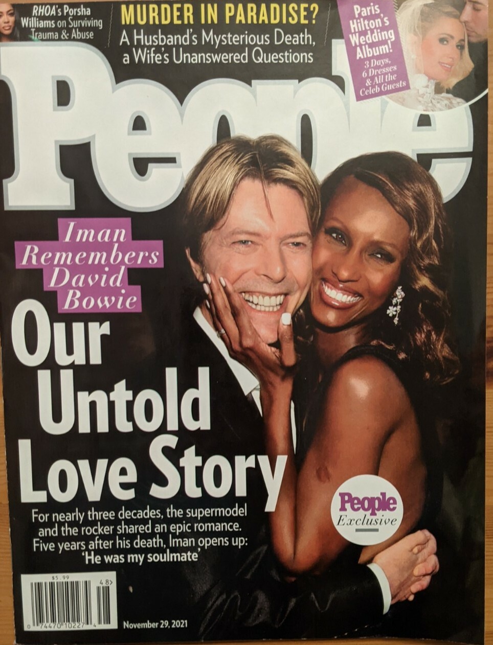 People Magazine Nov 29 '21 Iman & David Bowie Paris Hilton Wedding ...