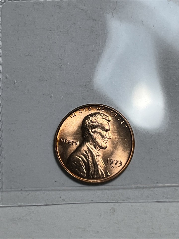 1973 D Penny Error Lincoln Missing Part Of Coat Rainbow Toning Reverse ...