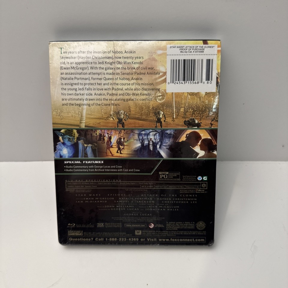 Star Wars Episode II: Attack of the Clones Blu-ray 2015 SteelBook Brand ...