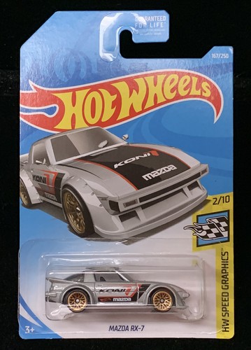 2019 Hot Wheels Mazda RX-7 #2/10 HW Speed Graphics Chrome Silver KONI ...
