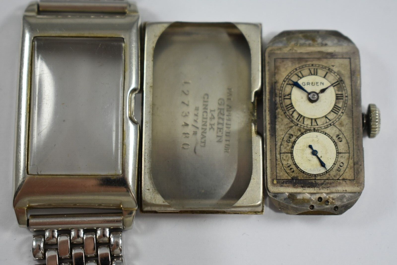 Vintage Gruen Techni-Quadron Rare 14K Solid Gold Doctors Wrist Watch ...