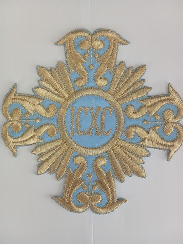 Blue ICXC Vestment Embroidery Applique Patch Cross Gold Thread Jesus ...