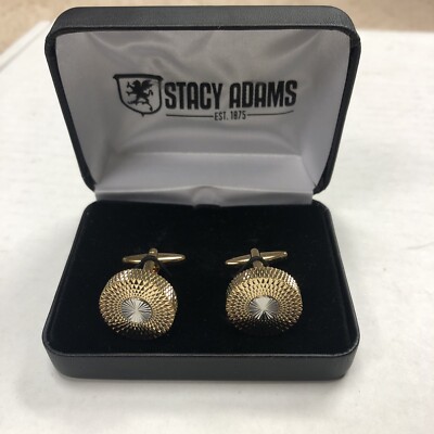 Stacy Adams Round Gold Silver Cufflinks Sets Fashionable New In Gift Box. | eBay