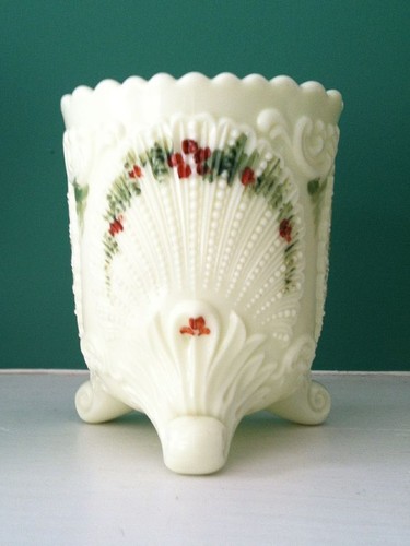 EAPG Northwood McKee Bros Custard Glass GENEVA Shell & Scroll Spooner ...