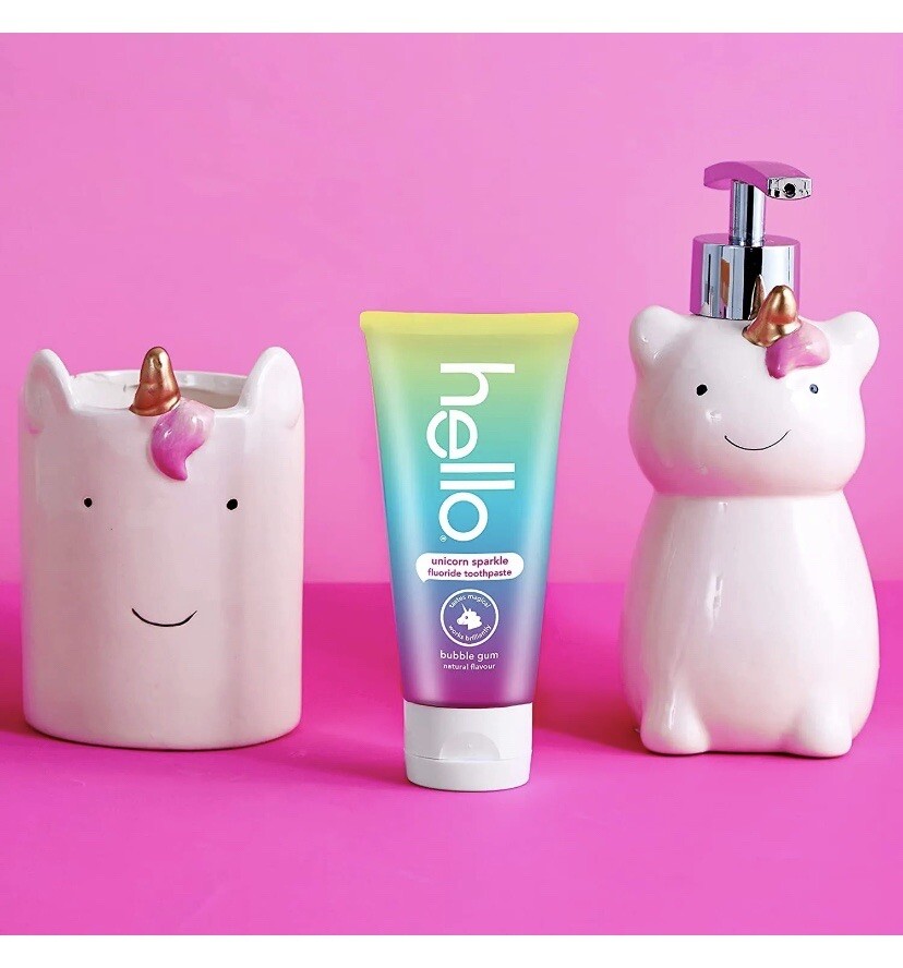 Hello kids unicorn sparkle fluoride toothpaste, 119g, children ages 7 ...