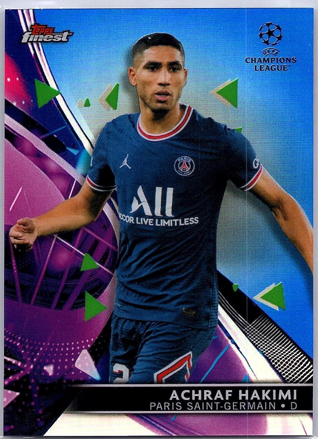2021-22 Topps Finest UCL - Achraf Hakimi #80 Blue Refractor /150 for ...