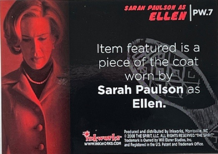 Sarah Paulson PW.7 Relic Card from The Spirit Trading Cards, Inkworks ...