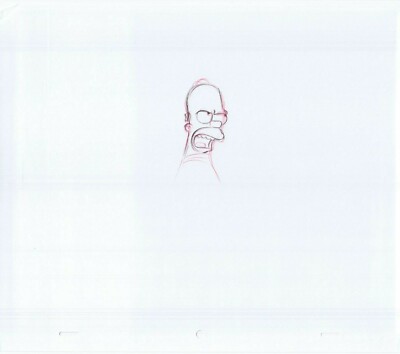 Simpsons Homer Head Shot Original Art Animation Production Pencils ...