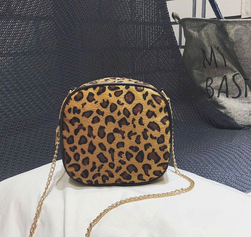 Leopard Plush Square Chain Cross body Handbag | eBay