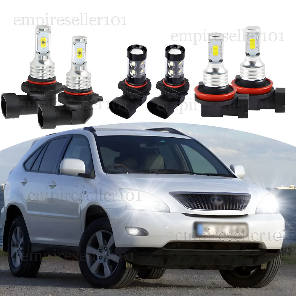 For Lexus RX330 2004 2005 2006 6x 6000K LED Headlight Fog Light Bulbs ...