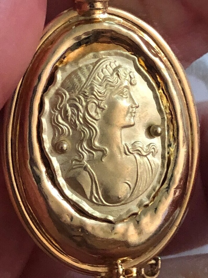 Antique 18K Yellow Gold Ruby Cameo Hat Brooch Pin | eBay