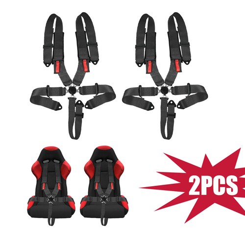 2x 5 Point Safety Seat Belt Cam-Lock Racing Harness Shoulder Strap ...