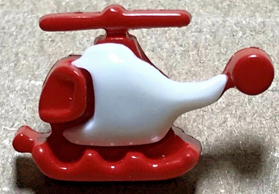 Red & White HELICOPTER 2 Pc Snap Together Plastic Realistic Button 3/4 ...