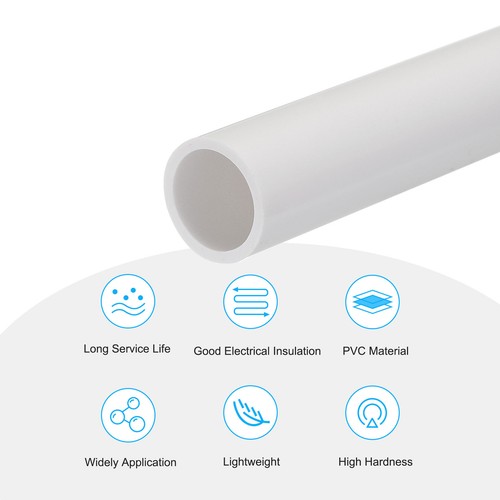 PVC Rigid Round Pipe 16mm ID 20mm OD 20cm/8" Length White High Impact ...
