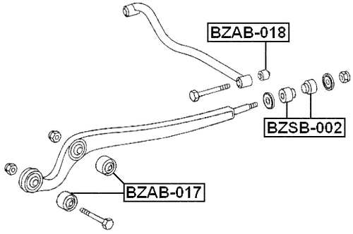 BZAB-017 Febest FRONT ARM BUSHING 4603330314, 4603335014, 4603300111 ...