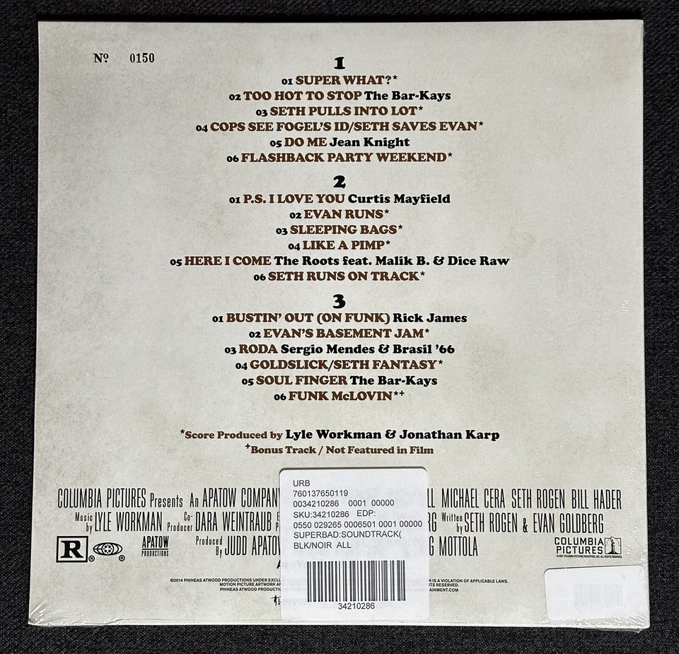Superbad Soundtrack Numbered #0150 SEALED Etched D-Side 180 Gram Double ...