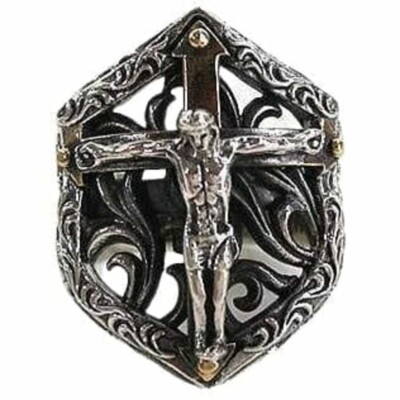 Sterling Silver Jesus Crucifix Biker Rings | eBay