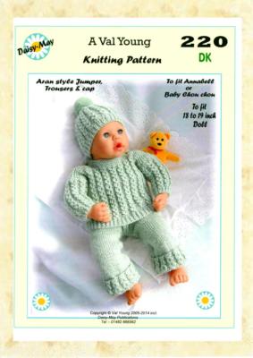 DOLLS KNITTING PATTERN no 220 for ANNABELL 18"/19" doll by Val Young ...