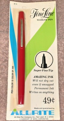 New All-Rite Red Permanent Ink Marker Pen Fine Line Super Fine Tip ...