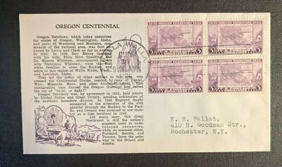 1936 Oregon Territory FDC Walla Walla WA to Rochester NY Scott 783 30 ...