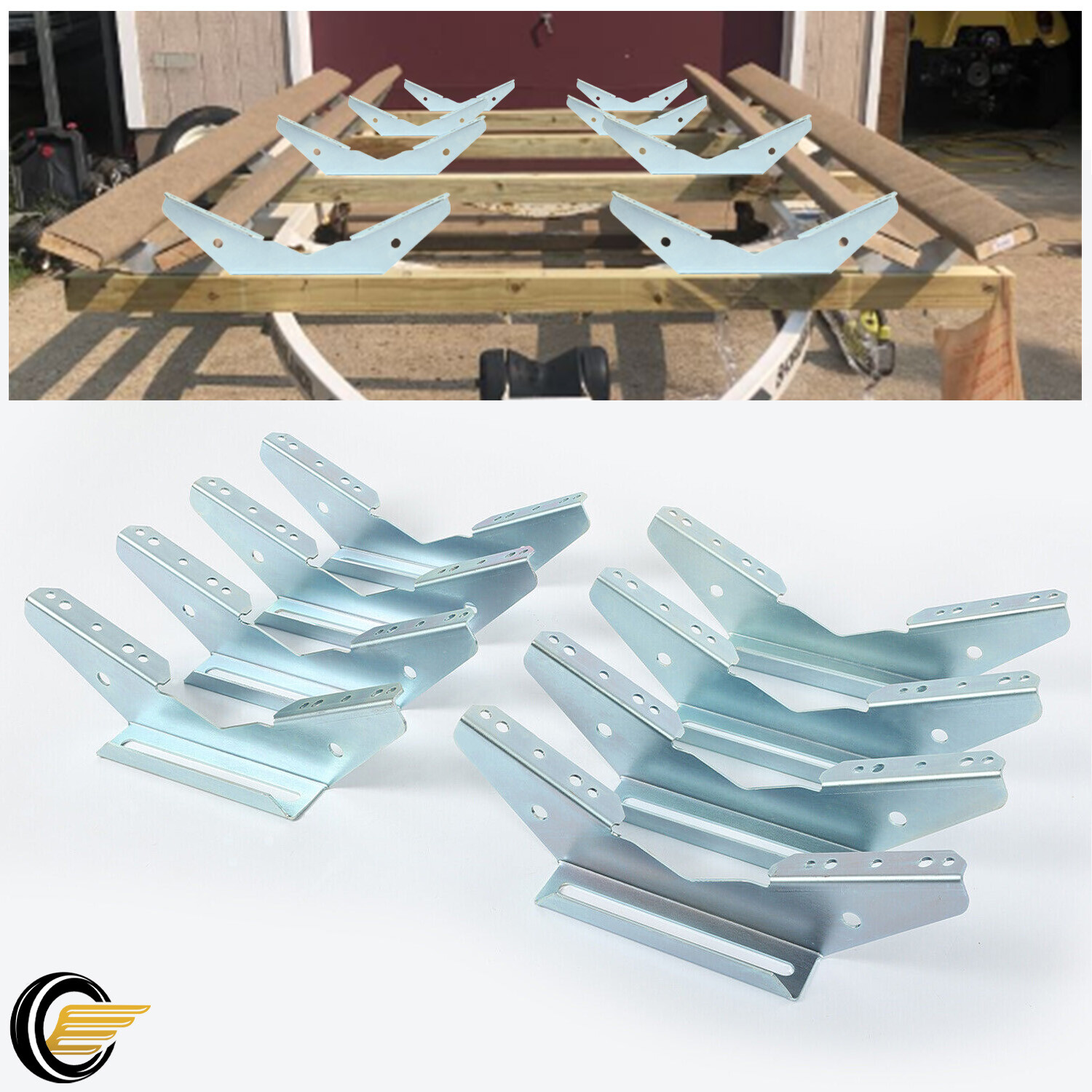 For Pontoon (8) Pontoon Wing Brackets Bunk Bolster Boat Pontoon Trailer ...