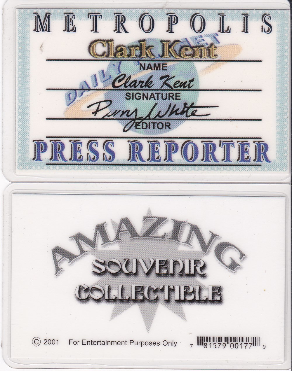 The Daily Planet PRESS REPORTER id card Drivers License - Clark Kent ...