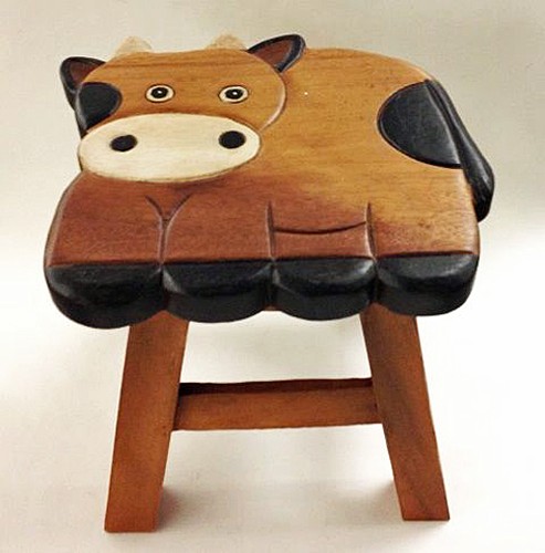 FOOTSTOOLS - "HOW NOW, BROWN COW" WOODEN FOOTSTOOL - COW FOOT STOOL ...