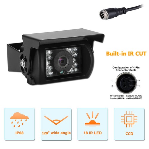4Pin Rear View Backup Camera For Bus Truck Van RV CCD IR Night Vision ...