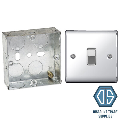 BG Polished Chrome Single Light Switch NPC12 and 25mm Single Metal Back ...