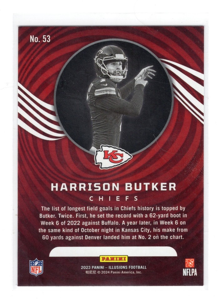 2023 Panini Illusions Football Card Chiefs Harrison Butker Kicker | eBay