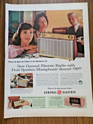 1957 GE General Electric Radio Ad Dual Speaker Musaphonic Sound | eBay