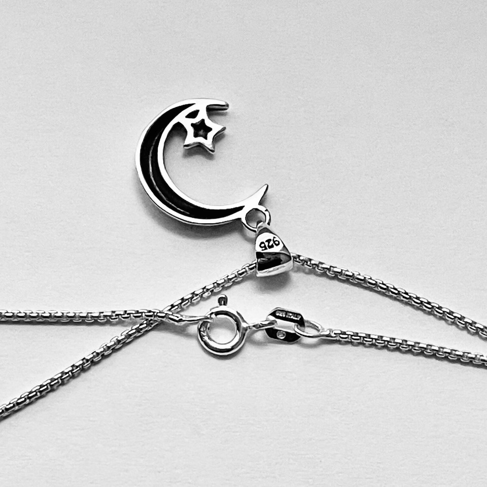 Sterling Silver Moon and Star Necklace, Silver Necklaces, Celestial ...