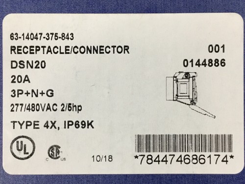 MELTRIC DSN20 SERIES RECEPTACLE/CONNECTOR 2/5HP 20A 277/480VAC | eBay