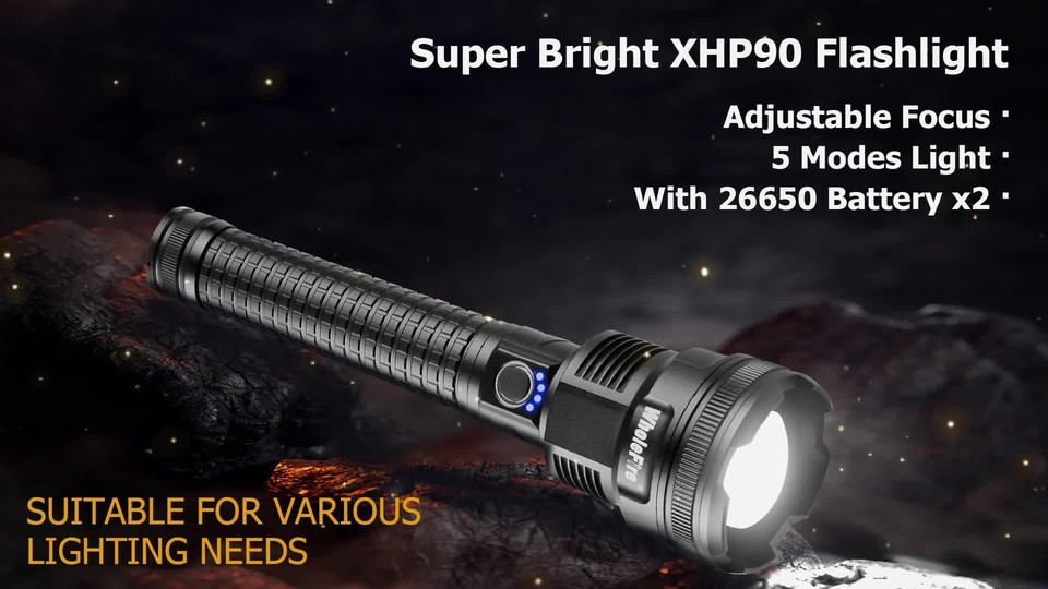 Super Bright 9900000LM XHP90.2 LED Flashlight Rechargeable Powerful ...