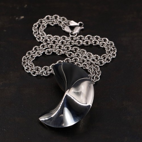 VTG Sterling Silver - Fortune Cookie Statement Pendant 18" Chain ...