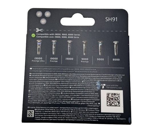Philips GENUINE SH91/50 Shaver Series 9000 Replacement Shaving Heads ...