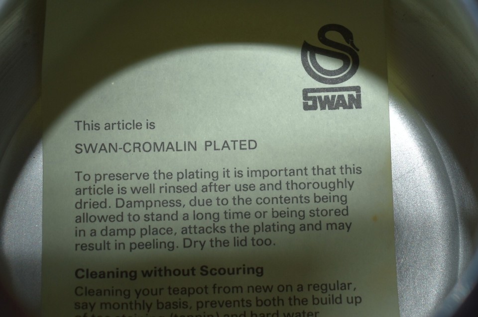 Vintage SWAN Willow Cromalin Plated Teapot UNUSED | eBay