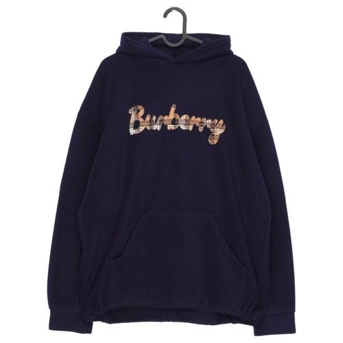 Thomas Burberry 90’s Fleece Embroidered Logo Navy Hoodie | eBay