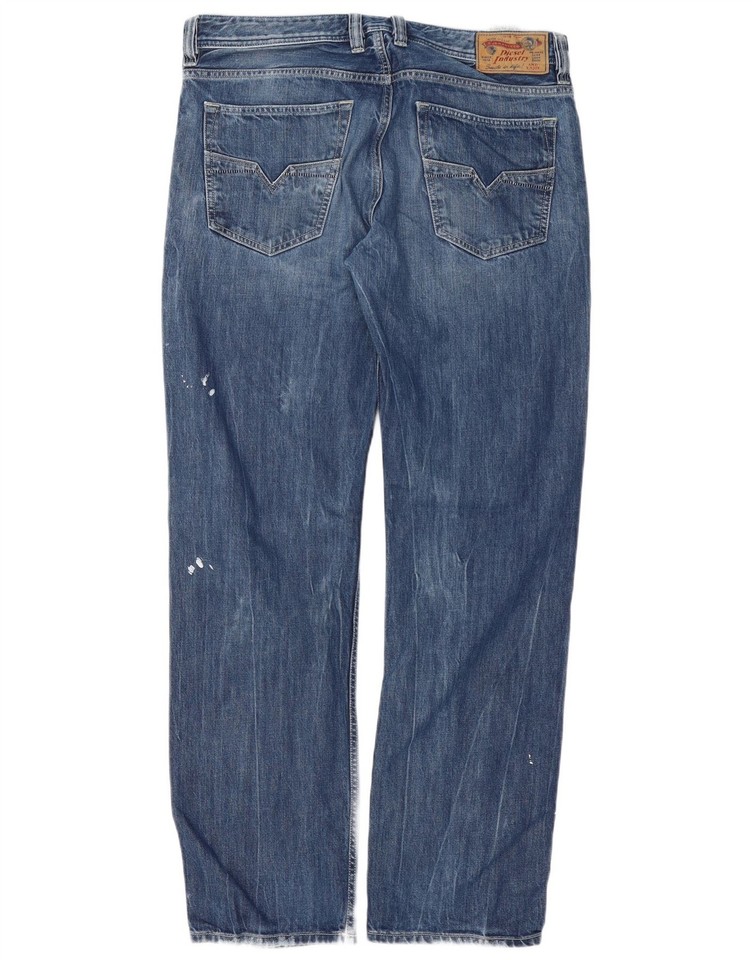 Diesel Mens Larkee-Relaxed Distressed Straight Jeans W34 L32 Blue UV30 ...