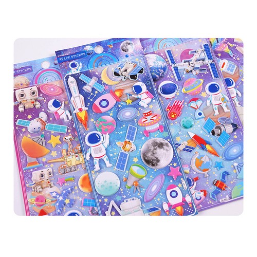 1Pcs Cute Space Astronaut Rocket Spacecraft Stickers 3D Waterproof ...