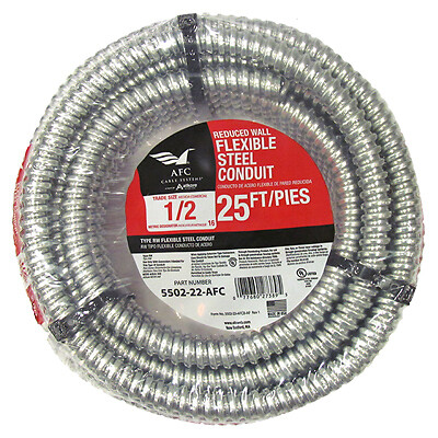 Flexible Electrical Conduit 1/2" D X 25 ft. L Steel For FMC Gray | eBay