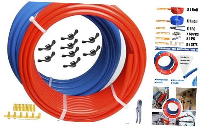 PEX Pipe 1/2" Inch PEX Tubing Plumbing Pipe 2x100ft Pex-b Pipe Blue ...