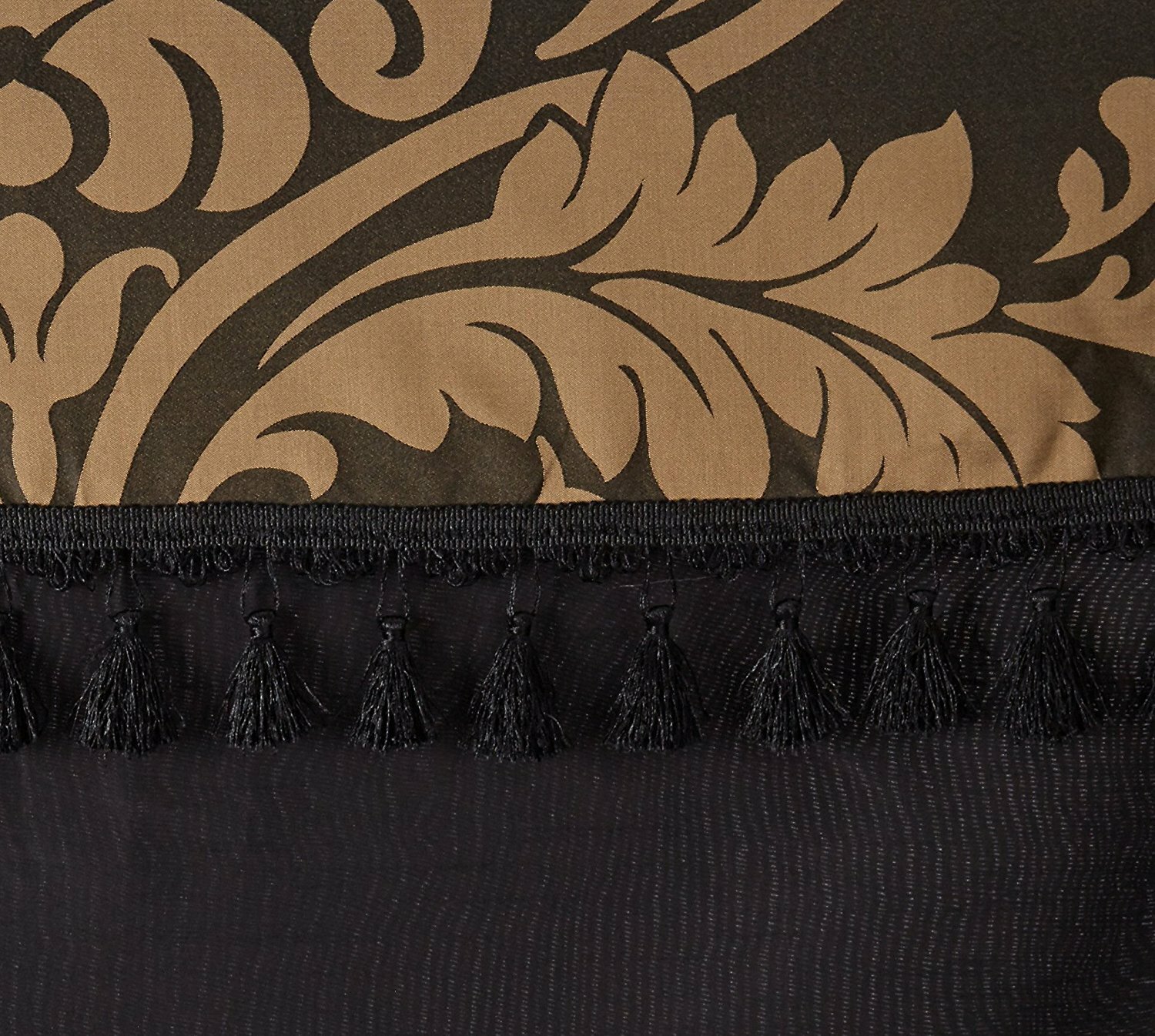 4pc Black Gold Floral Window Curtains Panels Drapes Pair 84 inch ...