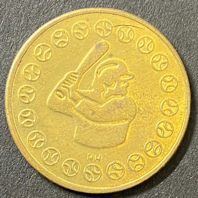 Baseball Batting Cage Arcade Token No Cash Value Batter w/ Bat 28mm | eBay