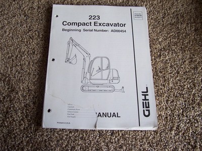 Gehl 223 Compact Excavator AD00454- Factory Parts Catalog Manual | eBay