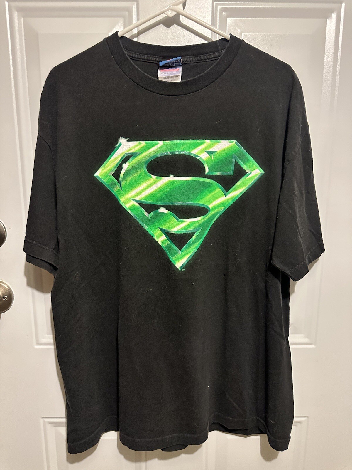 Y2K Marvel Superman Logo Tee Green Logo Men’s Size XL - Gem