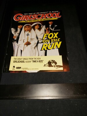Girlschool Fox On The Run Rare Original Radio Promo Poster Ad Framed ...